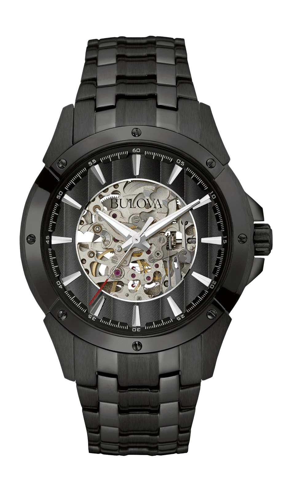 Reloj Bulova 98A147 Hombre Clásico Automático Esqueleto Negro Acero ...
